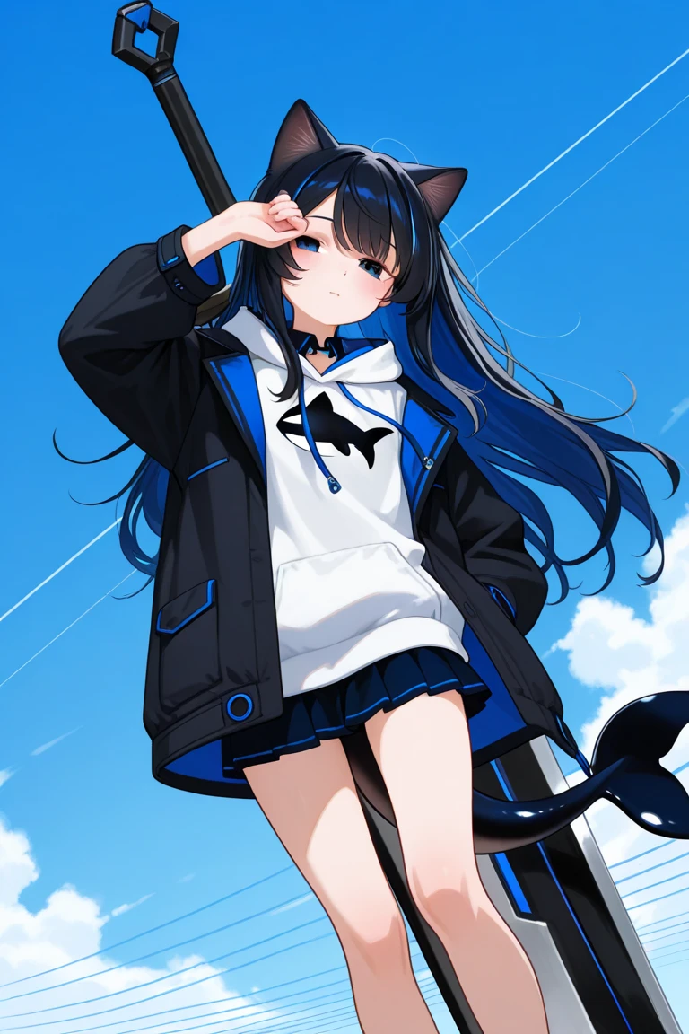 Lazy Girl Orca personification long hair that stretches to the legs ...