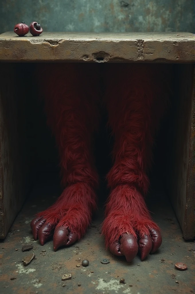 Red goat feet under the table - SeaArt AI