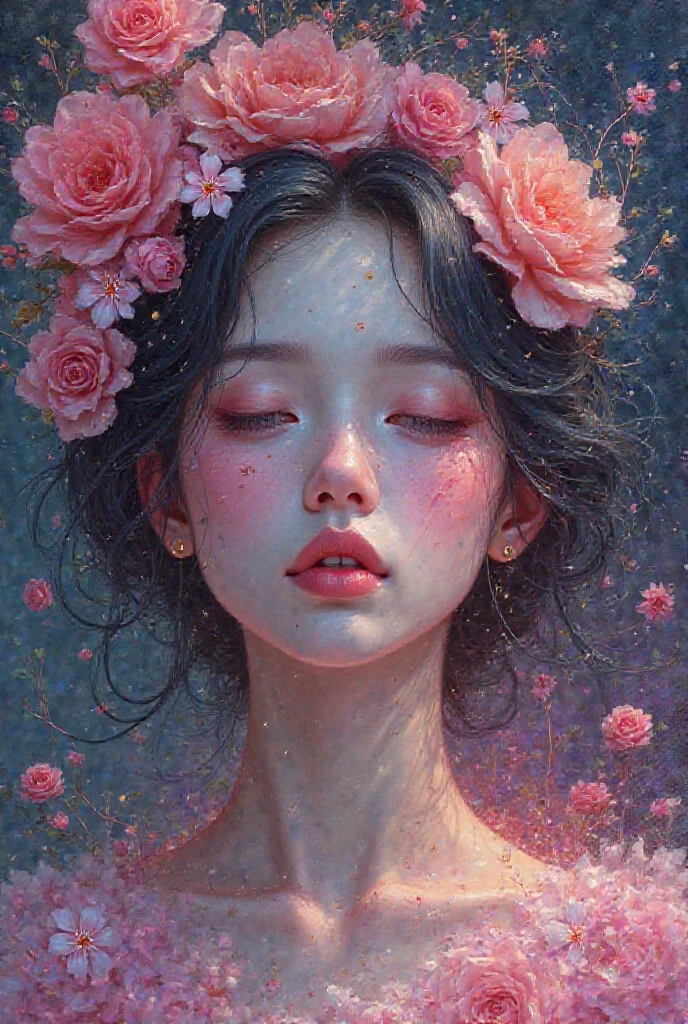 Create a symbolic digital self-portrait with many colors and that ...