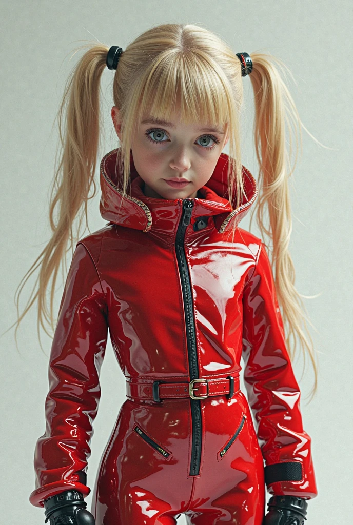 Young blonde girl, pigtails, latex suit, PVC boots - SeaArt AI