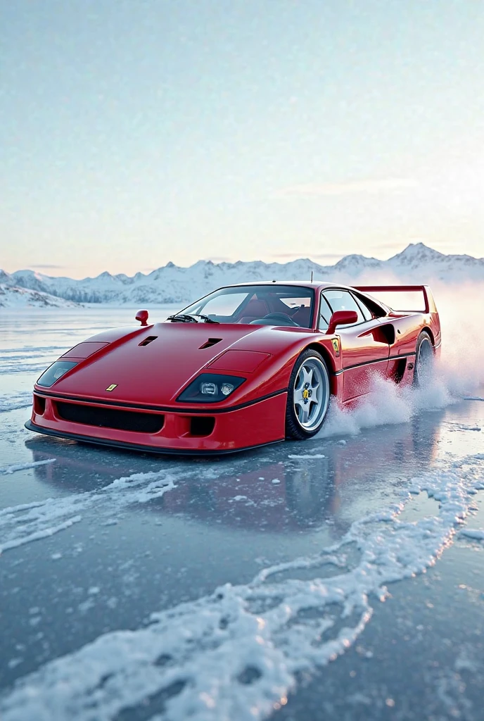 Ferrari f40 drifting on an ice rink - SeaArt AI