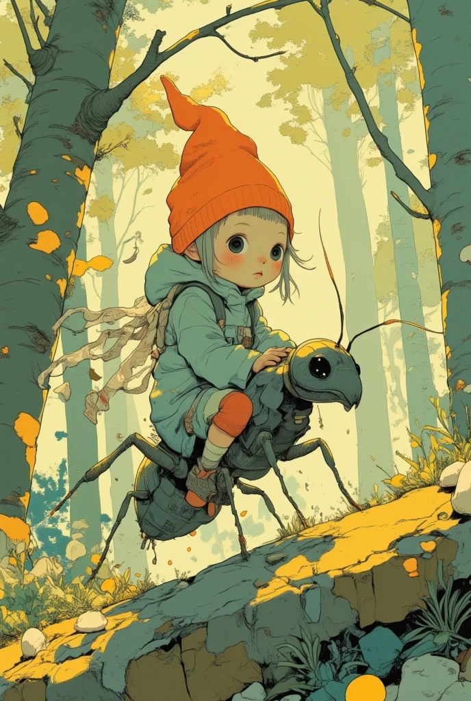 An illustration of the adventures of a very small dwarf girl riding an ...