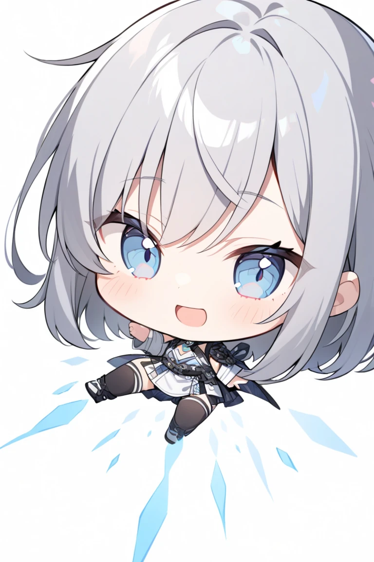 1girl, chibi, short gray hair, detailed light blue eyes, wink - SeaArt AI