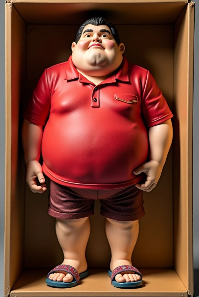 Turned into a figure, an art toy, a fat man in a red shirt, shorts ...