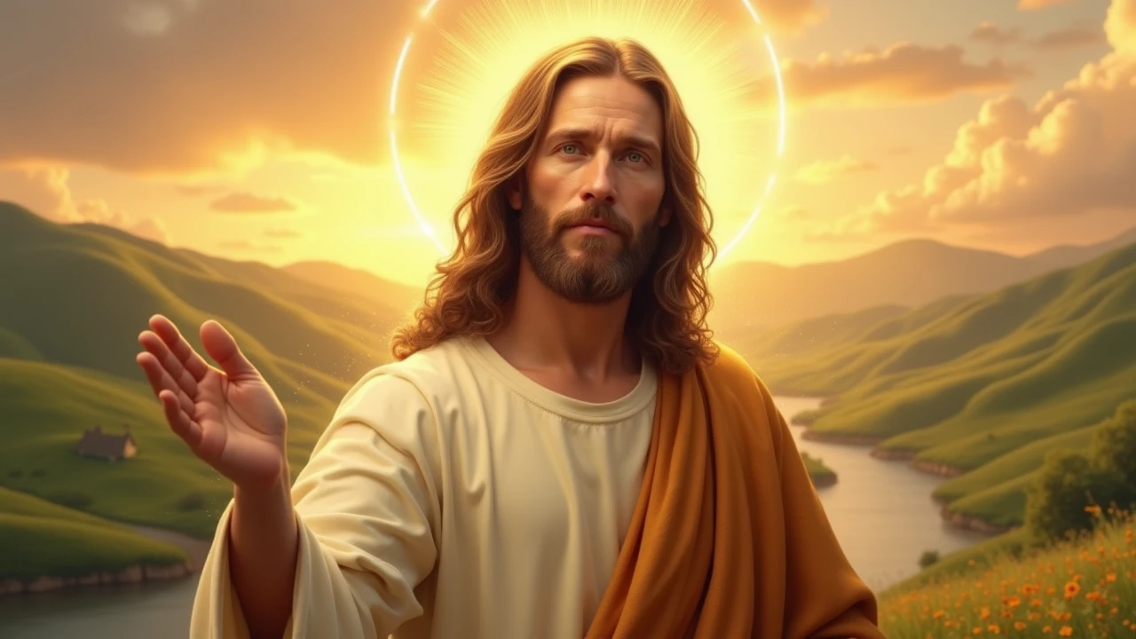 A highly realistic and detailed upper-body portrait of Jesus Christ ...