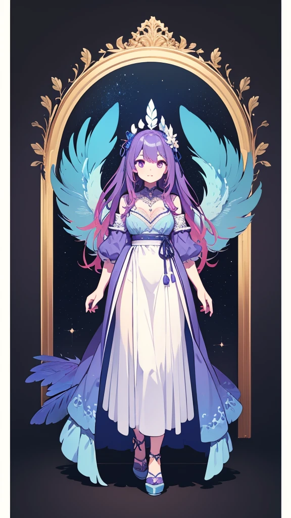 VTuber model, fullbody, long unique hair, feather accessories - SeaArt AI