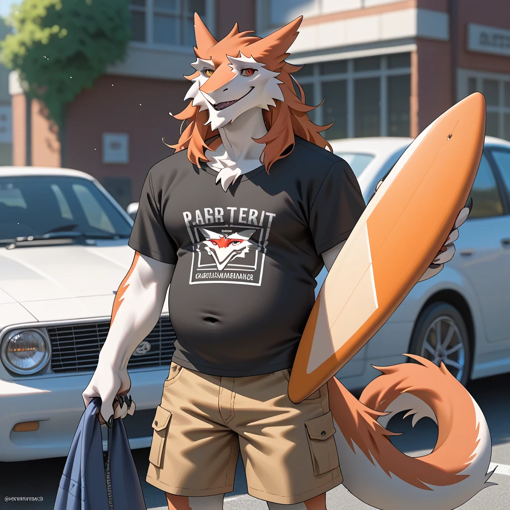 [Male Sergal] with (Slightly Muscular with fat belly: 1.1), old age of ...