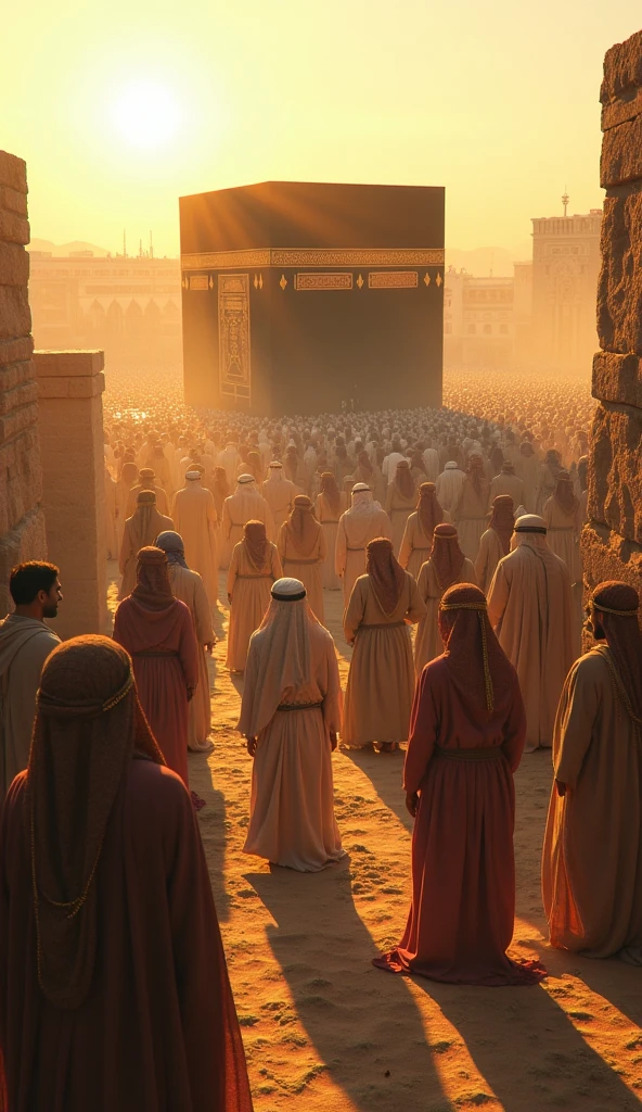 "A historical scene set in Mecca, 570 AD, showing a group of ancient ...