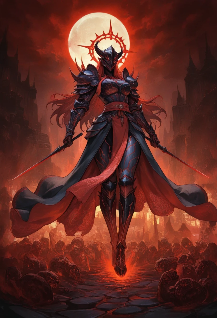 1girl,Chinese underworld judge in dark armor, intricately carved ...