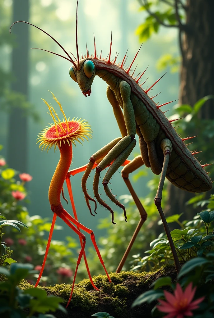 Carnivorous plant danced in the forest around him thorns tendrils with ...