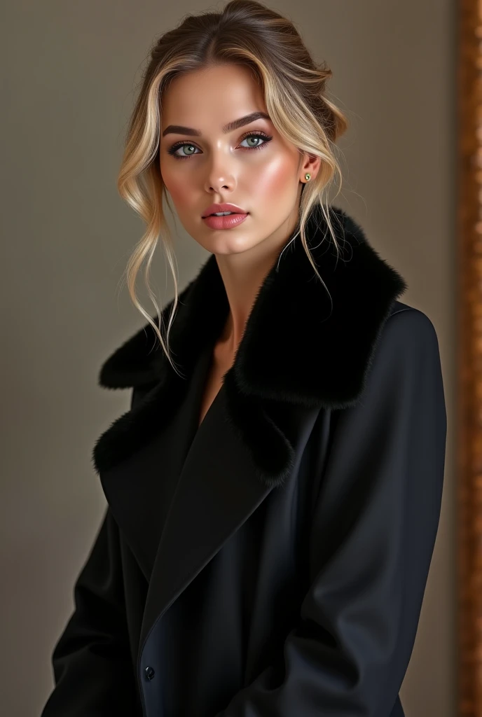 Create a realistic image of a Russian model, elegant and sophisticated ...