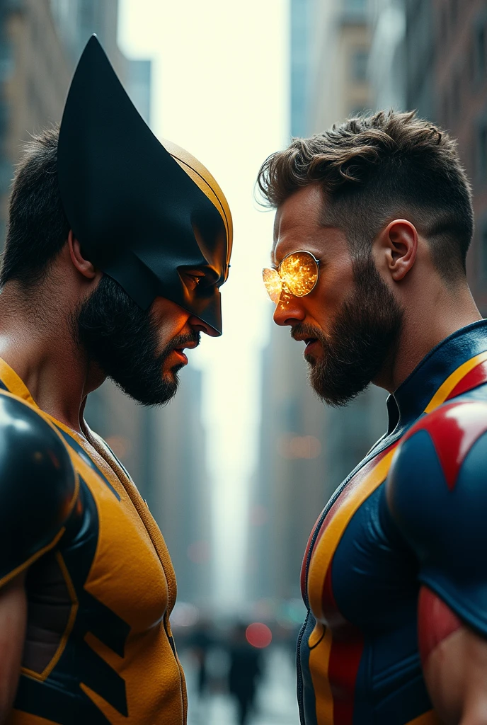 Wolverine and Cyclops facing each other - SeaArt AI