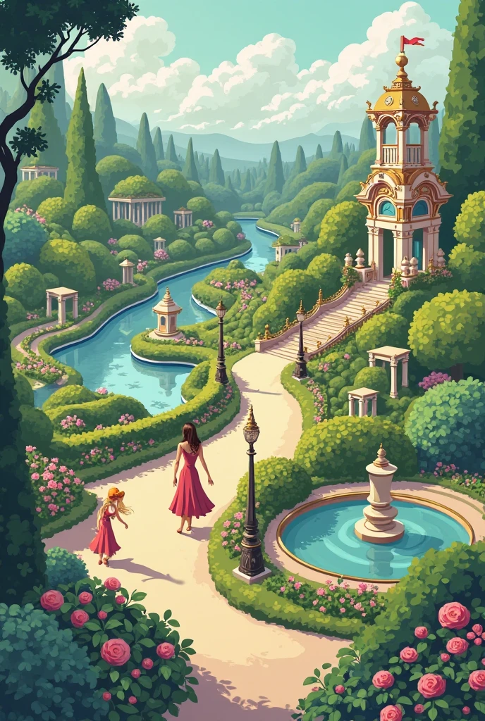 Rococo style landscape easy to draw - SeaArt AI