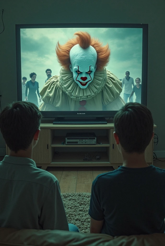 People Watching TV With A Clown On The Screen, and back ignored ...