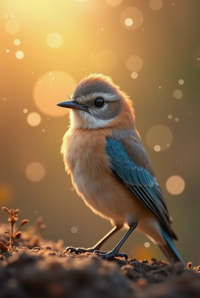 A mesmerizing close-up portrait of a gorgeous little bird illuminated ...