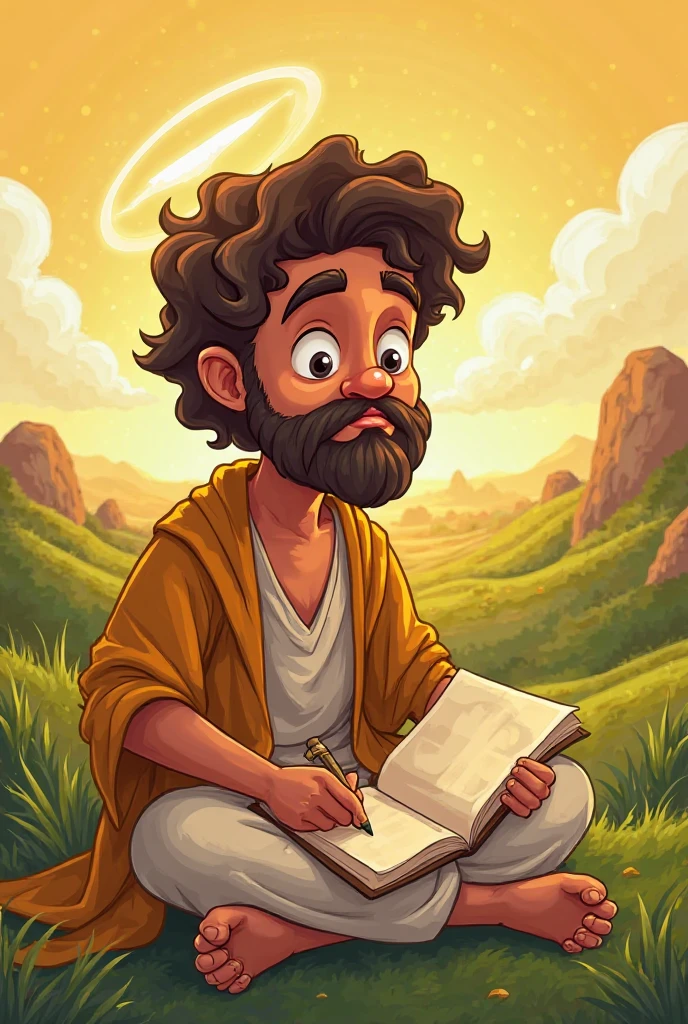 Apostle David writing, cartoon - SeaArt AI