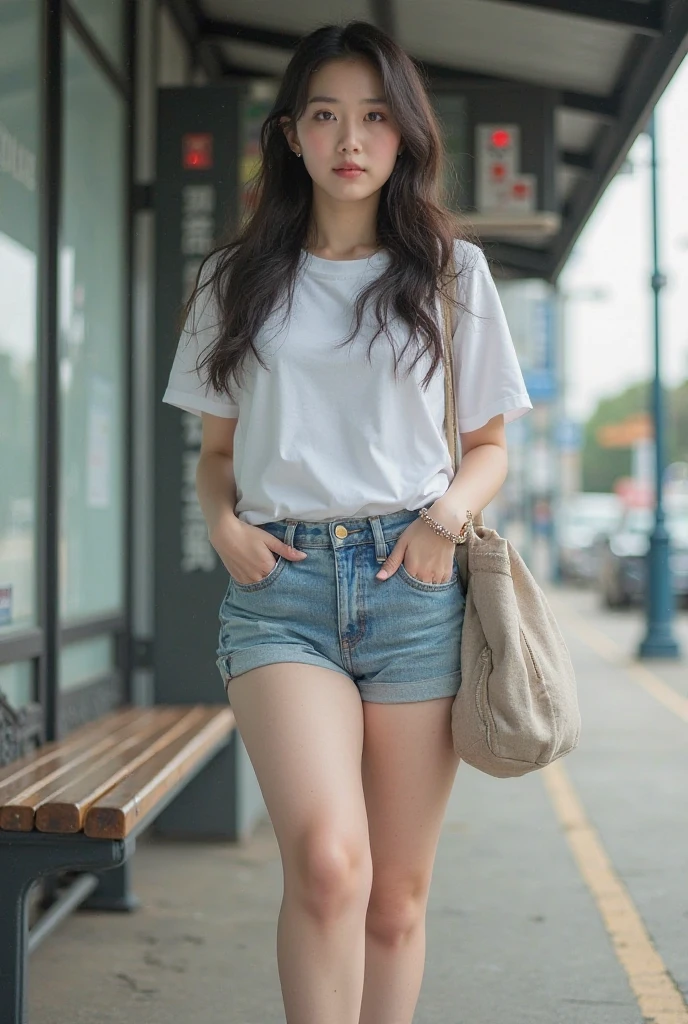 Picture a fat, very fair skinned young Korean woman wearing very short ...