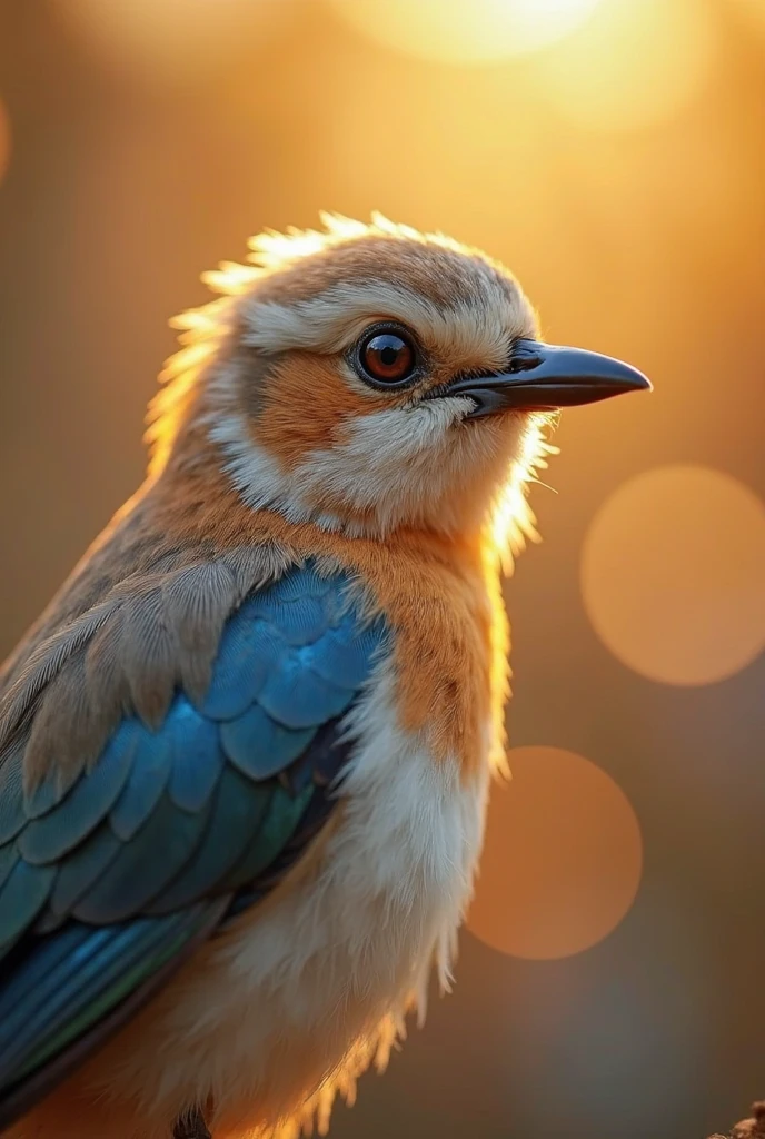 A mesmerizing close-up portrait of a gorgeous little bird illuminated ...