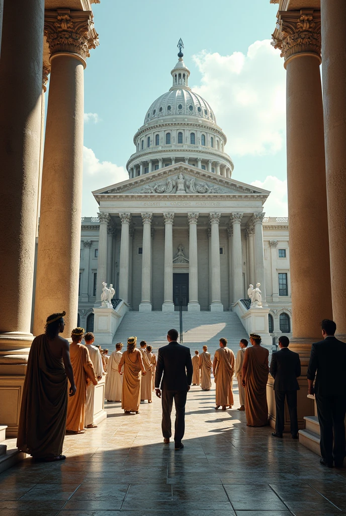 Roman forum and a modern courtroom or Capitol building - SeaArt AI