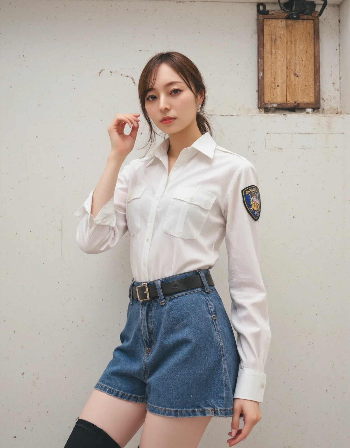 One female police officer,( tight, I'm wearing a police miniskirt ...