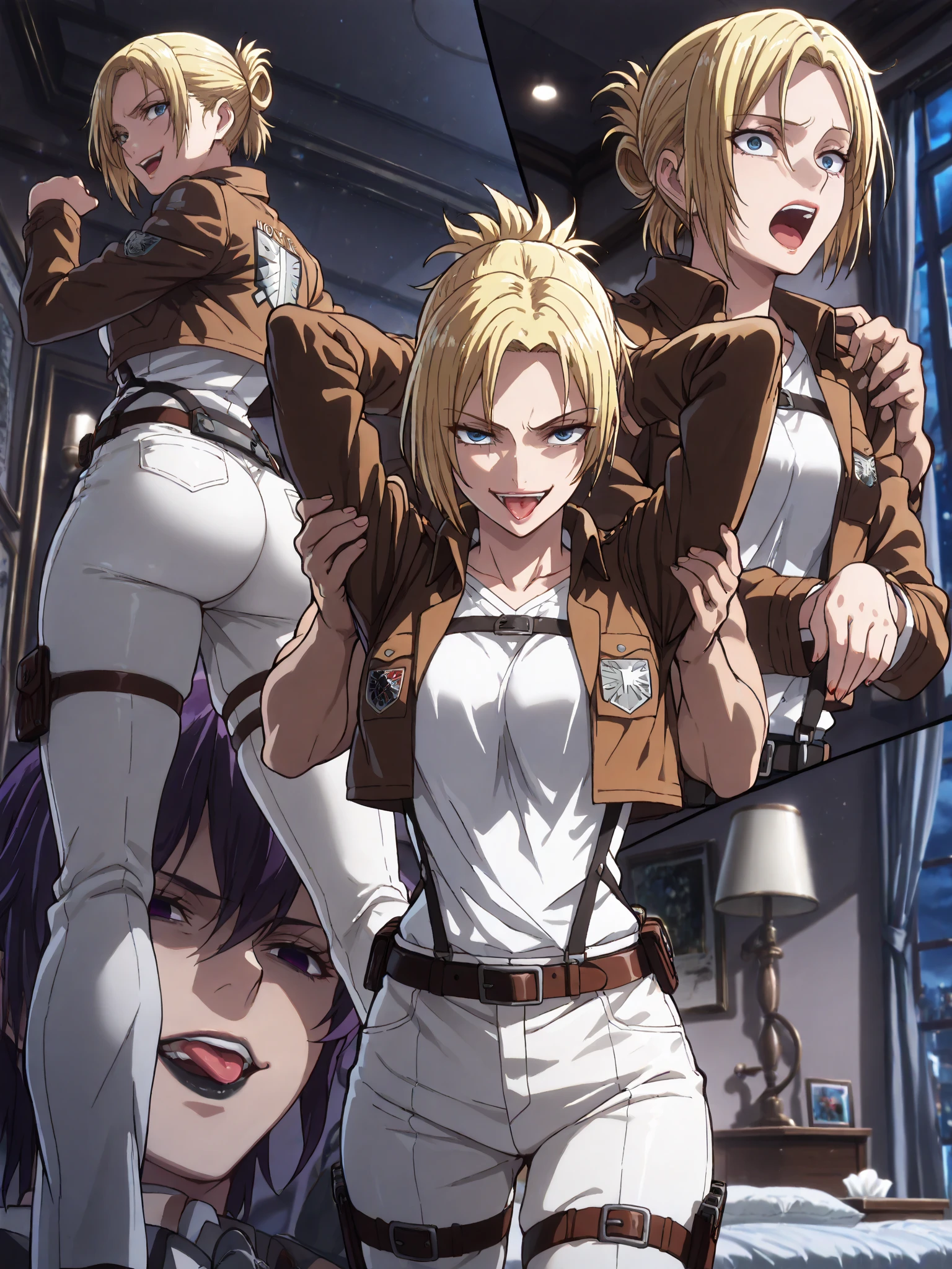 (( Hotel room , Love Hotel,dark room , night, dark purple , messy room - SeaArt AI