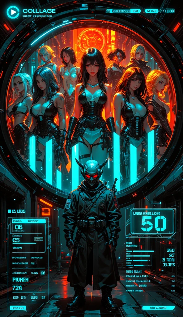 Collage Chaos, (stylish anime-inspired agent selection interface ...