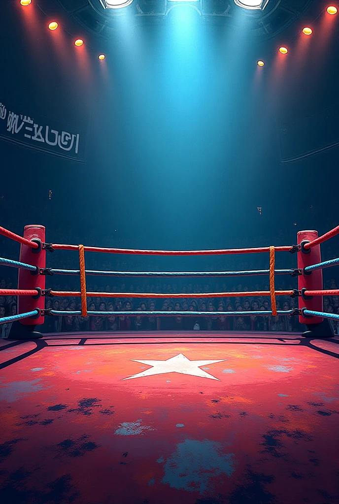 A boxing rink without people in the, Let the perspective be from within ...