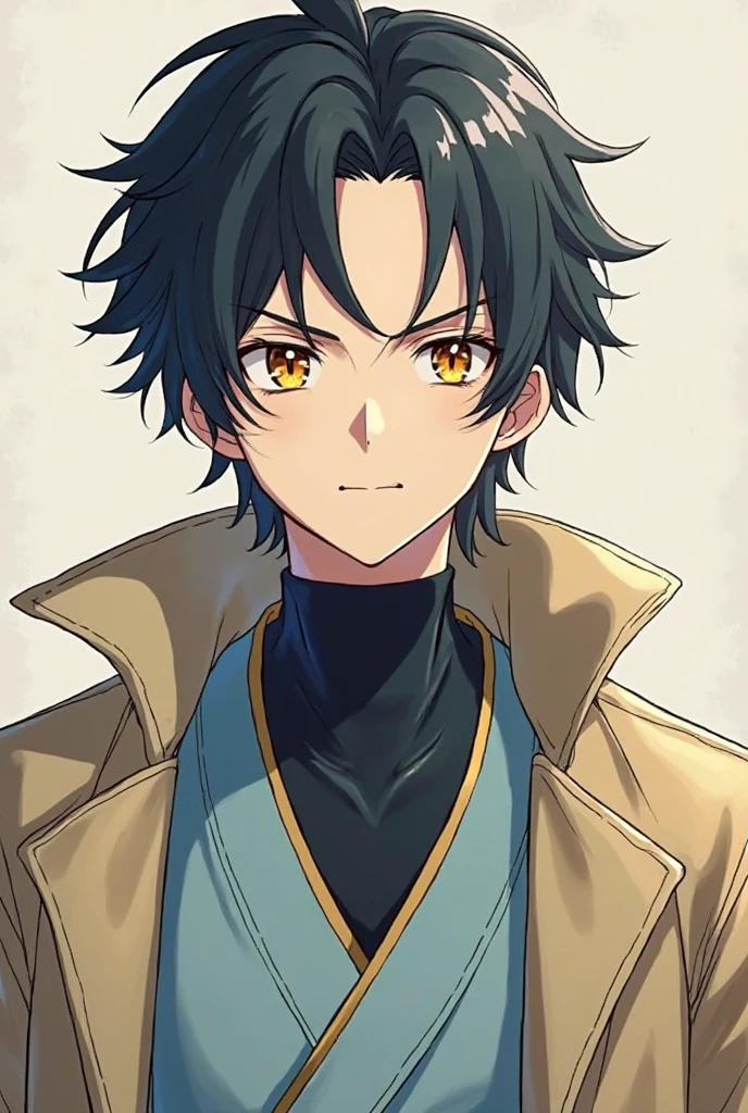Illustrate a 24-year-old man, with black hair like Yato Dios in the ...