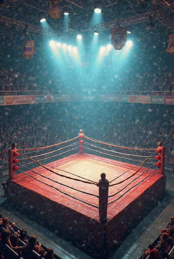 A boxing rink without people in the, with different perspectives of ...