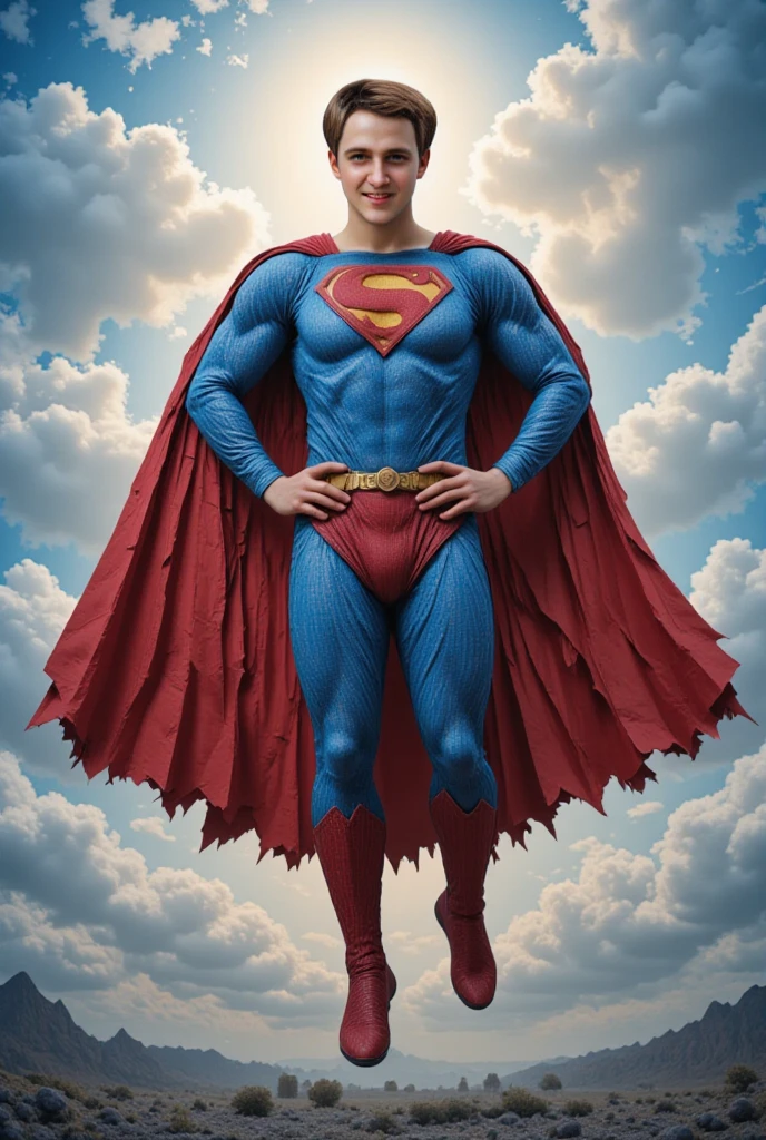Realistic origami paper sculpture of Superman in heroic pose - SeaArt AI