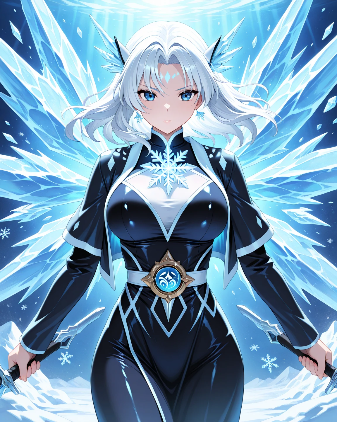 1 girl,solo,blue eyes,pure glacial pupil,breast,Older,arms, of - SeaArt AI