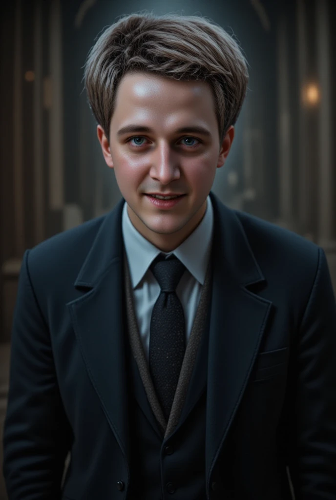 Generate a image of a a mysterious man with an unsettling grin - SeaArt AI