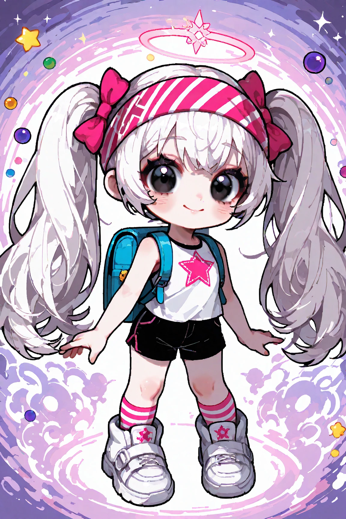 ((완벽한 얼굴, 아름다운 얼굴)), A chibi-style girl character with very pale white ...