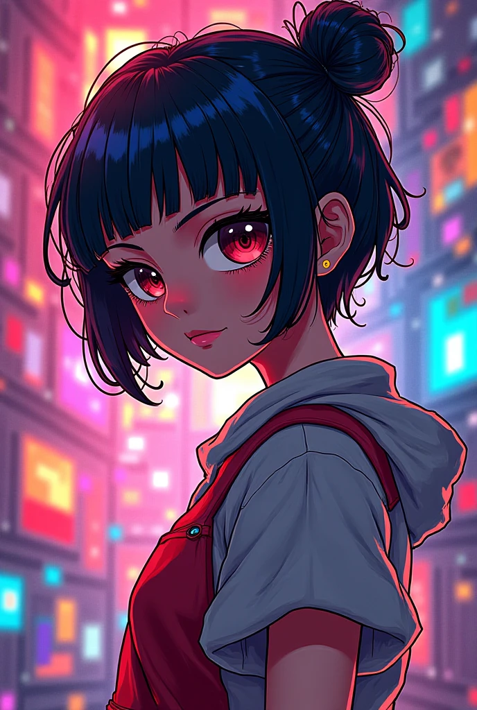 Make me the image of an otaku girl but crazy anime style for the cover ...