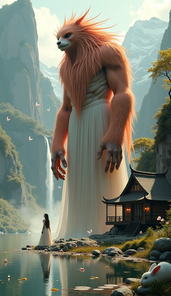 (in the style of Jacek Yerka, Elizabeth Gadd) close up Humanoid giant ...