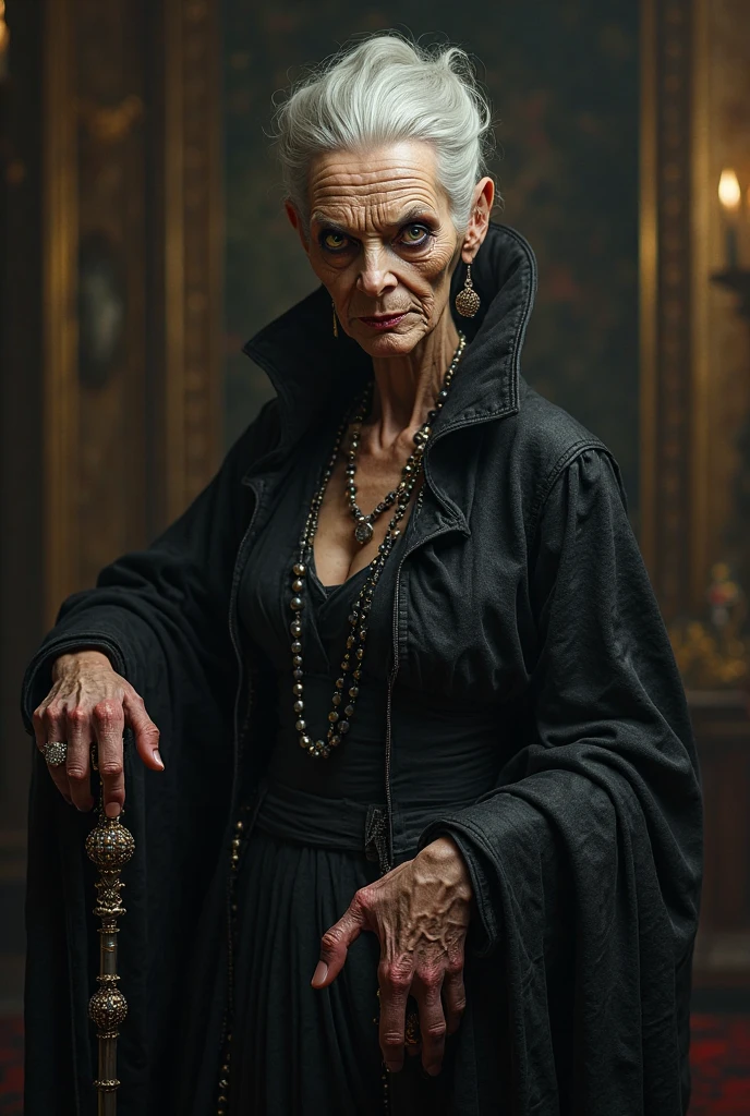 A RICH THIN ELEGANT AND WICKED OLD WOMAN - SeaArt AI
