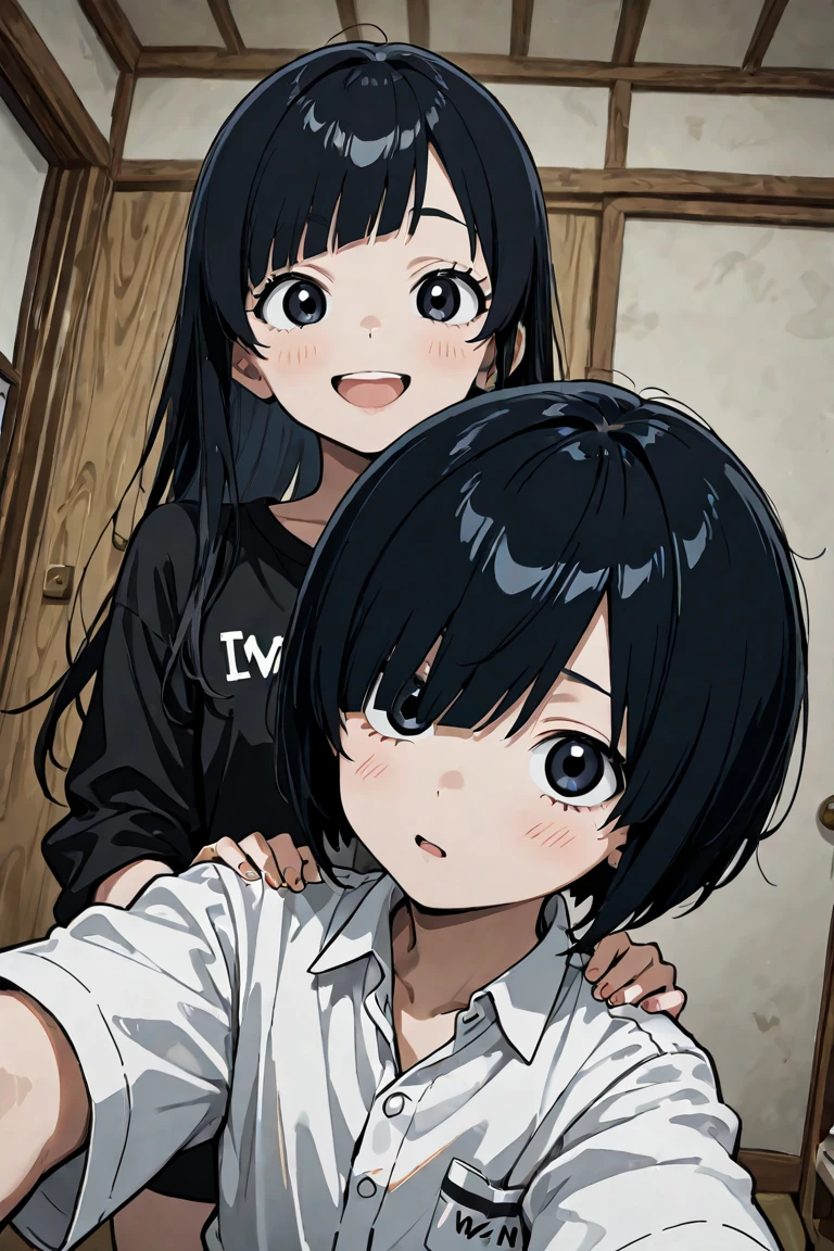 Young man black hair emo side bangs working at inn - SeaArt AI