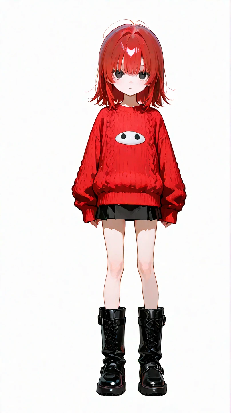 1 Girl, cute, low-saturation red hair, black eyes, no eyelight - SeaArt AI