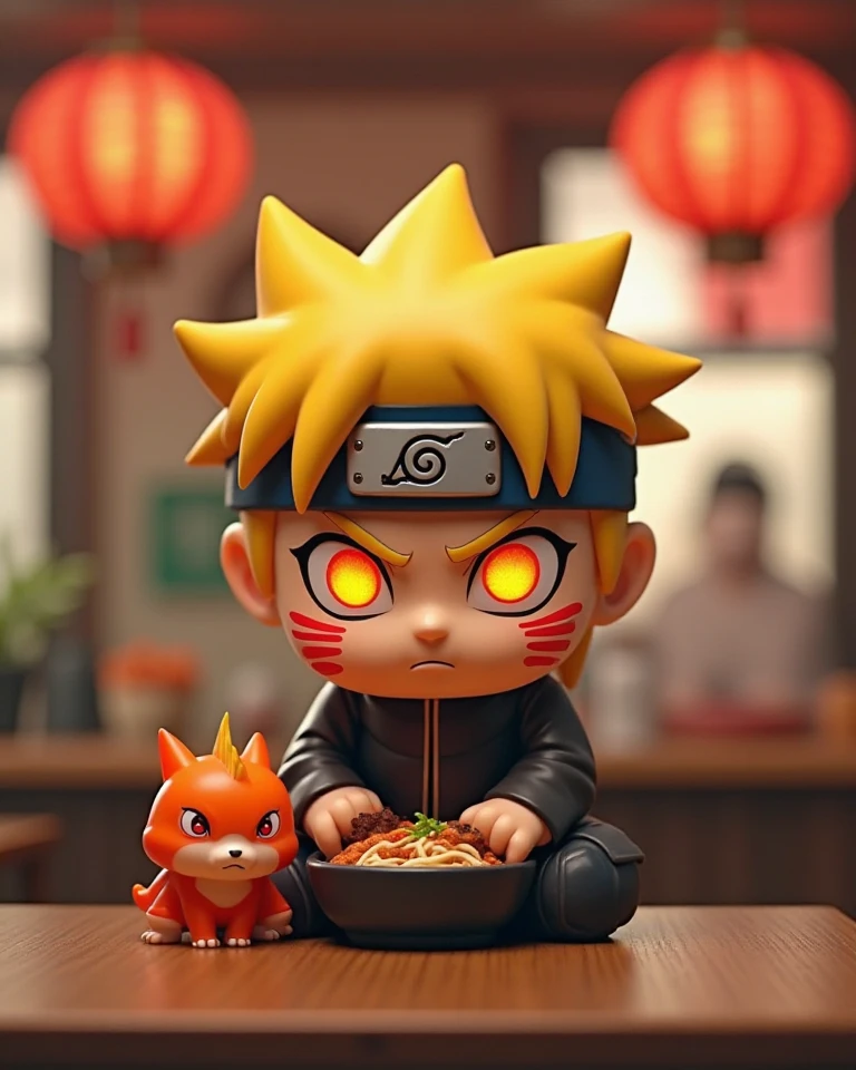 Cute chibi-style Naruto entering Sage Mode with glowing orange eyes and ...