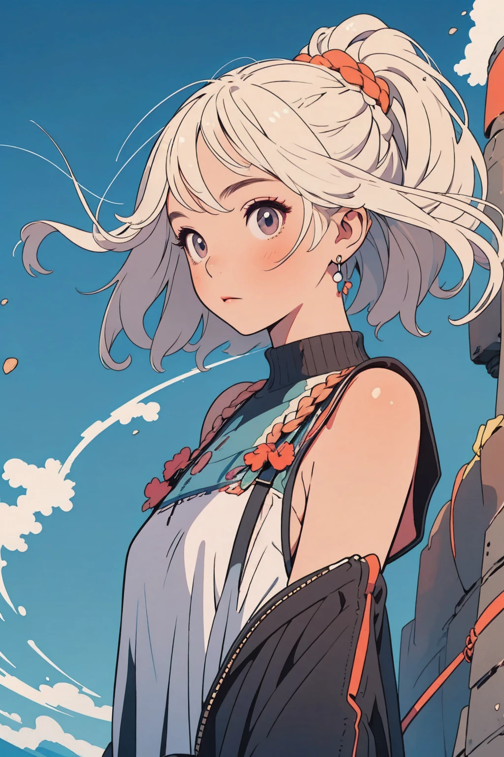 Line art, flat art, braid, anime, motion blur, Wide-Angle, UHD - SeaArt AI