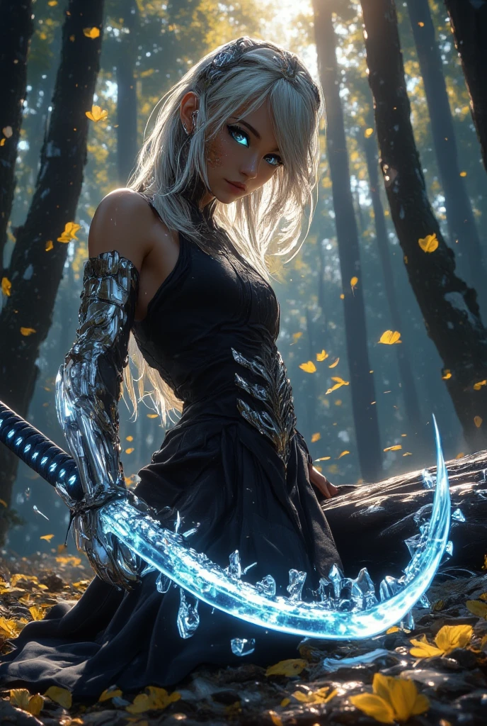 Dark oily atmosphere android 18 + hyoga swan holding a heavenly glass ...