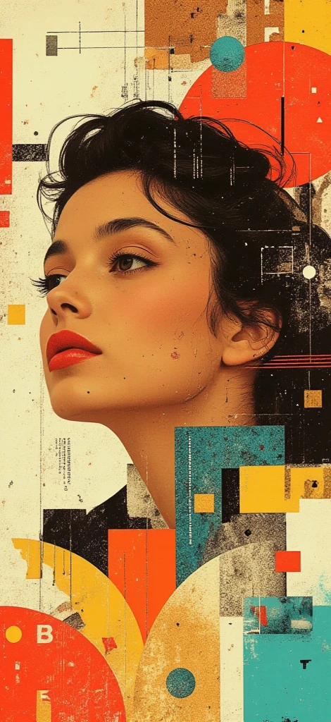 Portrait of a woman, bold, colorful and geometric collage art - SeaArt AI