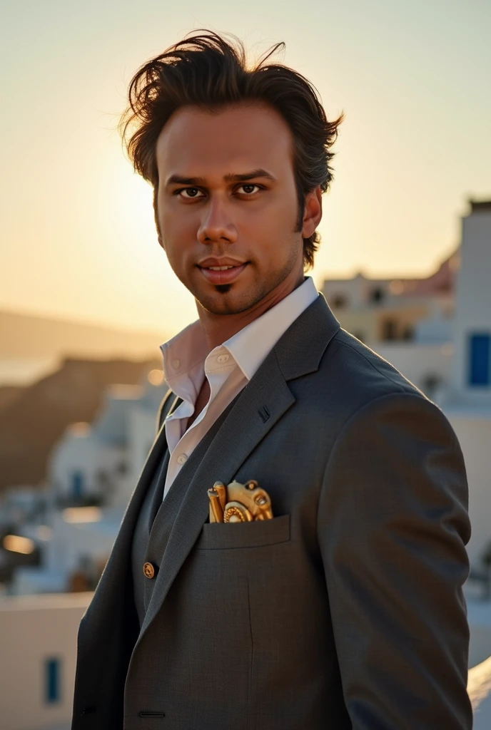 A breathtaking 4K outdoor portrait of a powerful, medium-built man with ...