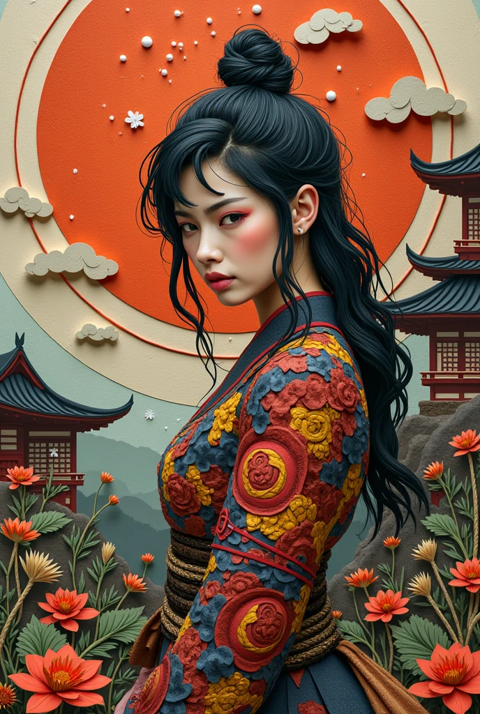 (female samurai, samurai、collage art, Retro Collage)、Various Artworks ...