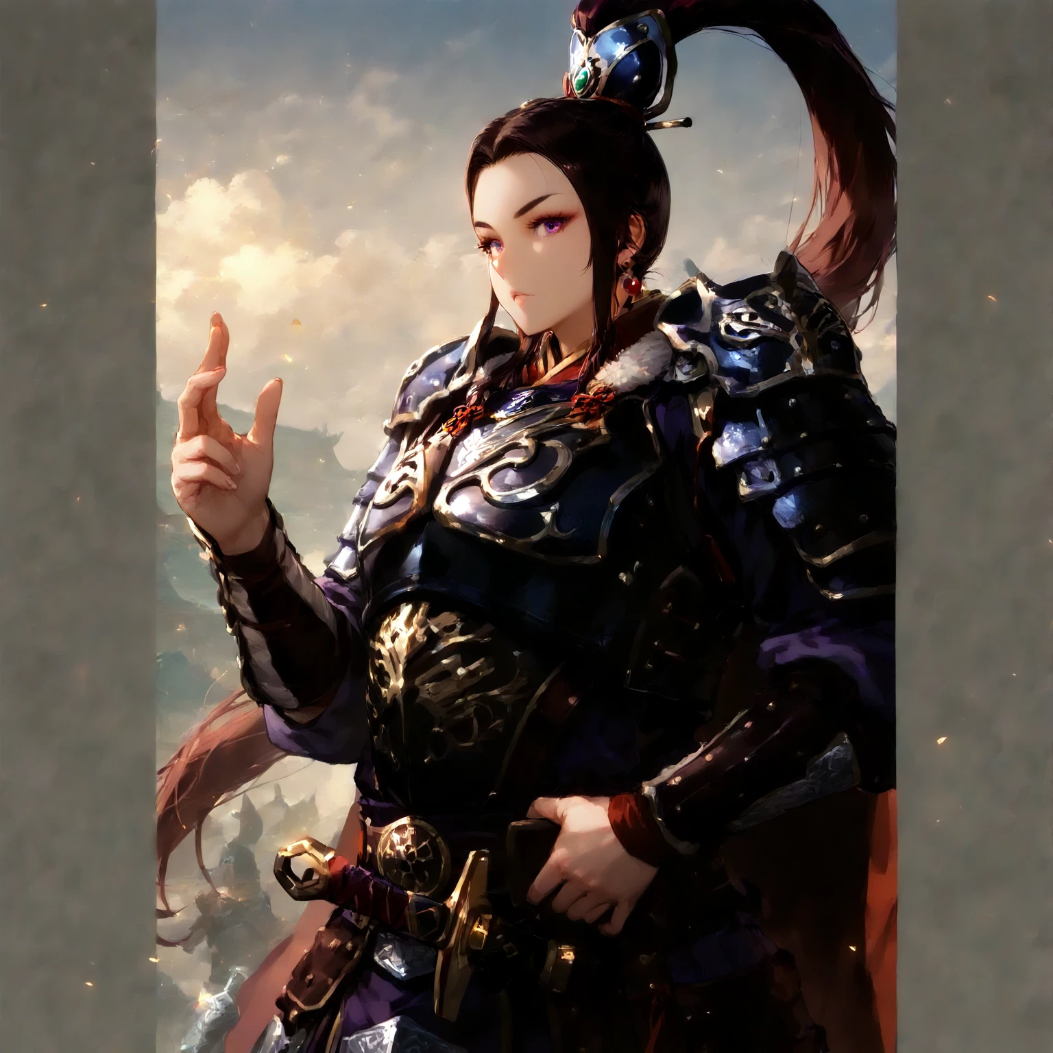 Overall view of the Armor of the Three Kingdoms facing the front ...