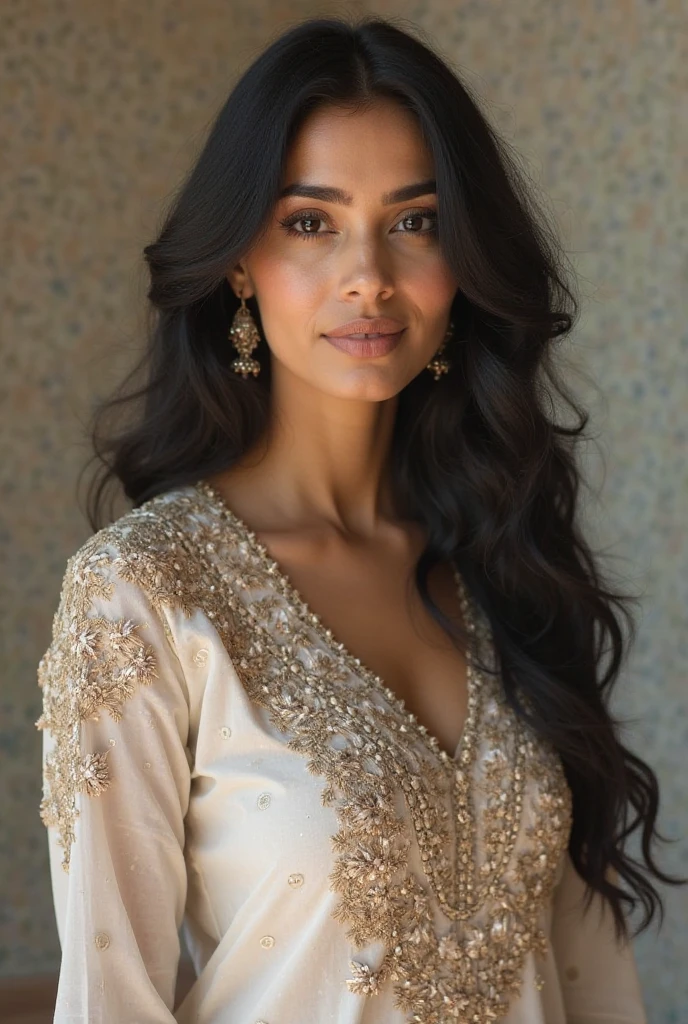 Tall and beautiful Pakistani female model wearing a traditional ...