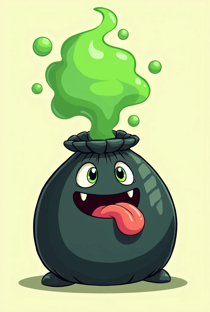 Cartoon, cute, full Round black Trash bag creature, Stinky, toon ...