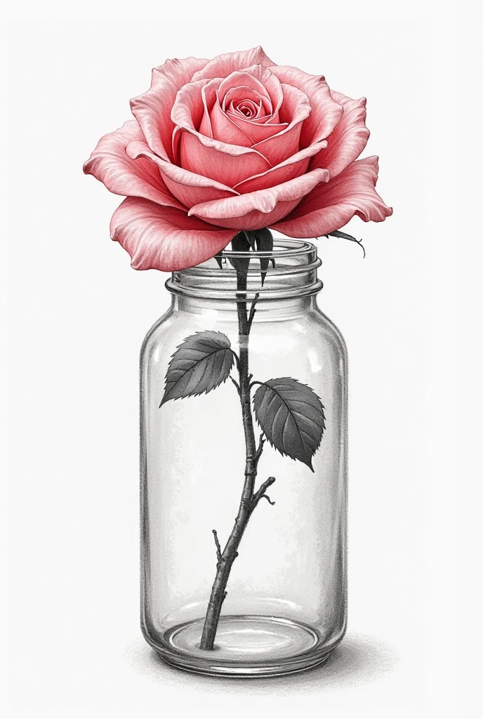 Beautiful rose, in a jar, so much detailed drawing, awesome rose ...
