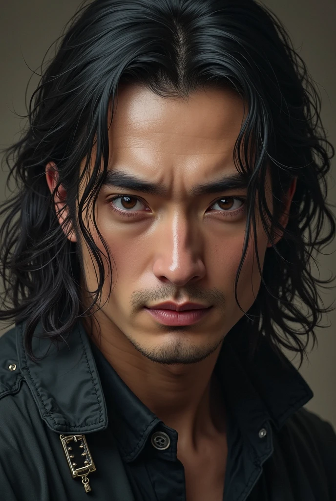 Long, dark hair framed a face that subtly echoed both his Chinese and ...