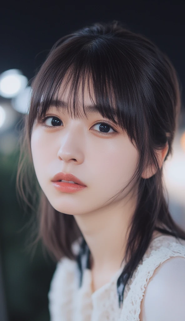 Lori anime girl , realistic shadows, 詳細な肌, Super Skinny, black hair ...